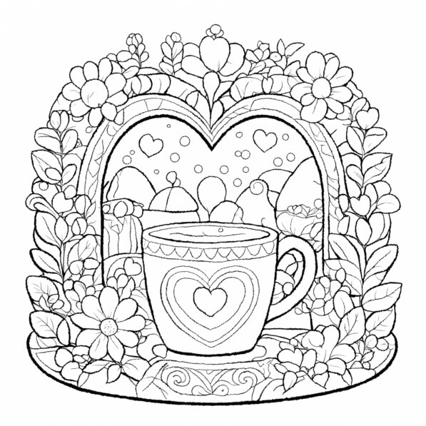 Download Intricate Cup Design with Floral Elements Coloring pages ...