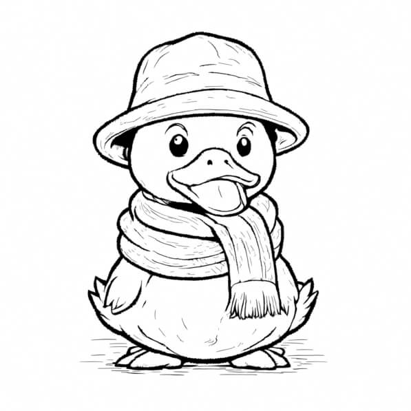 Descarga Pato de dibujos animados lindo con sombrero y bufanda Páginas ...