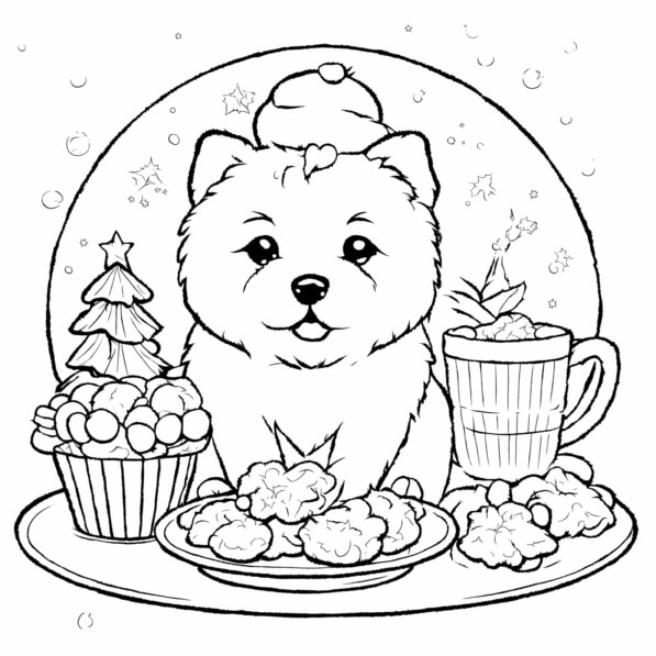 Scarica Cane Festivo con Dolcetti Natalizi Pagine da colorare Online ...