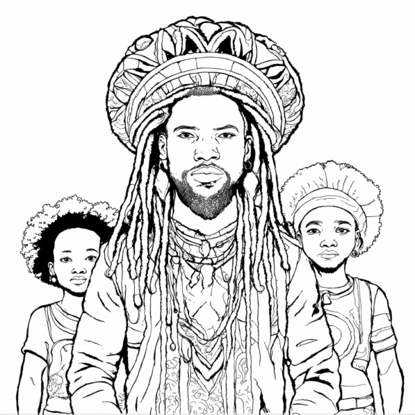 Download Stylized Line Drawing of a Family Coloring pages Online ...