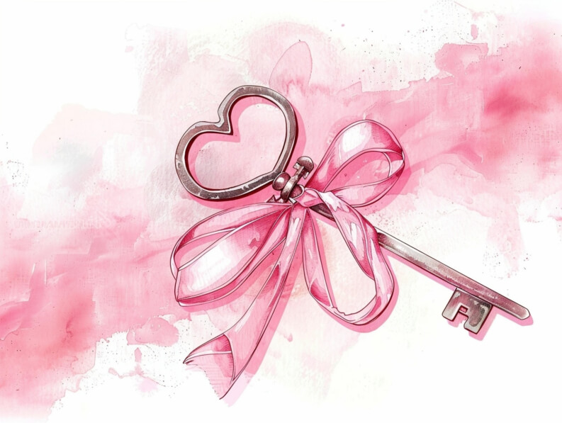 Download Heart-Shaped Key with Pink Ribbon Backgrounds Online ...