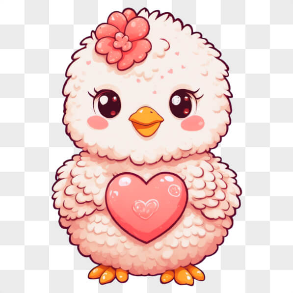 Descarga Pollito Kawaii Sosteniendo un Corazón Kawaii En Línea ...