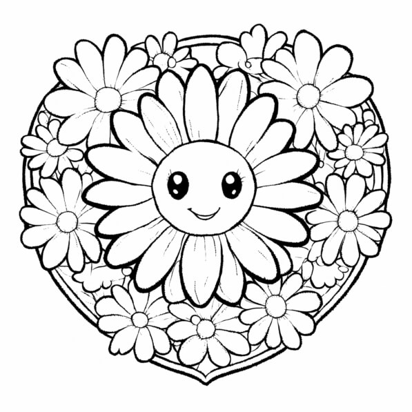 Download Smiling Sun and Flower Coloring Page Coloring pages Online ...