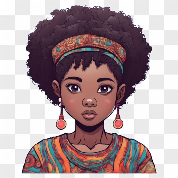 Descarga Retrato de una niña joven con cabello rizado y atuendo colorido Cartoons En Línea ...