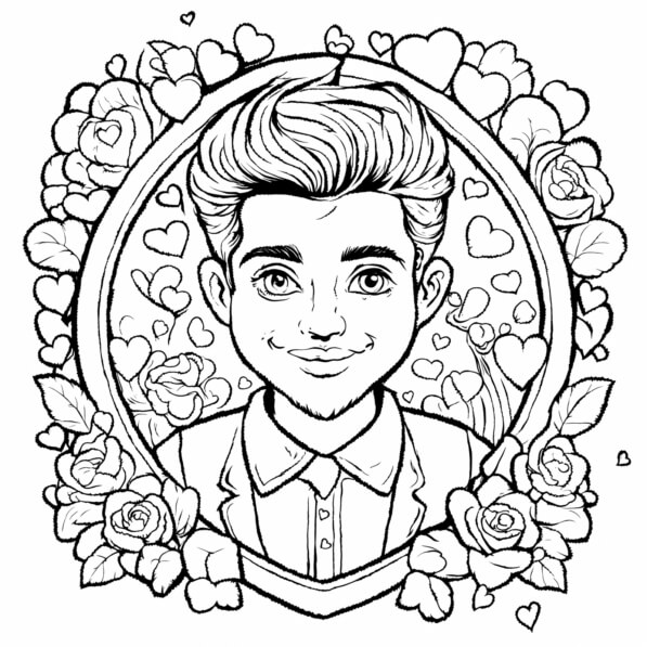 Download Whimsical Portrait of a Young Man Coloring pages Online ...