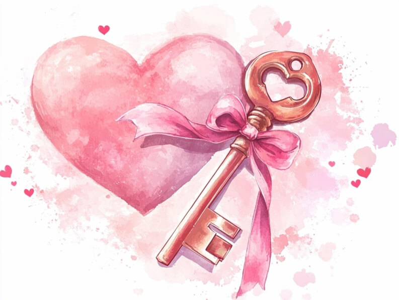 Download Romantic Key and Heart Illustration Backgrounds Online ...