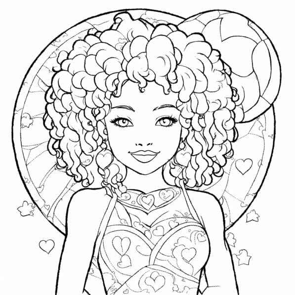 Download Coloring Page of a Young Girl with Curly Hair Coloring pages ...