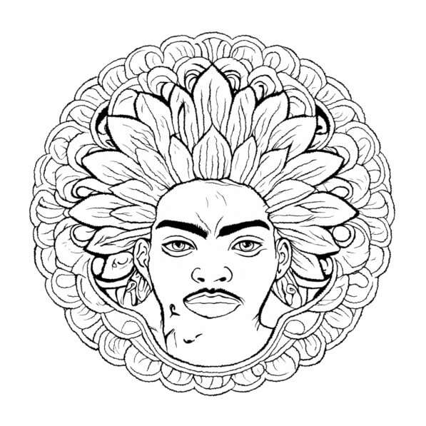 Download Intricate Floral Face Art Coloring pages Online - Creative Fabrica