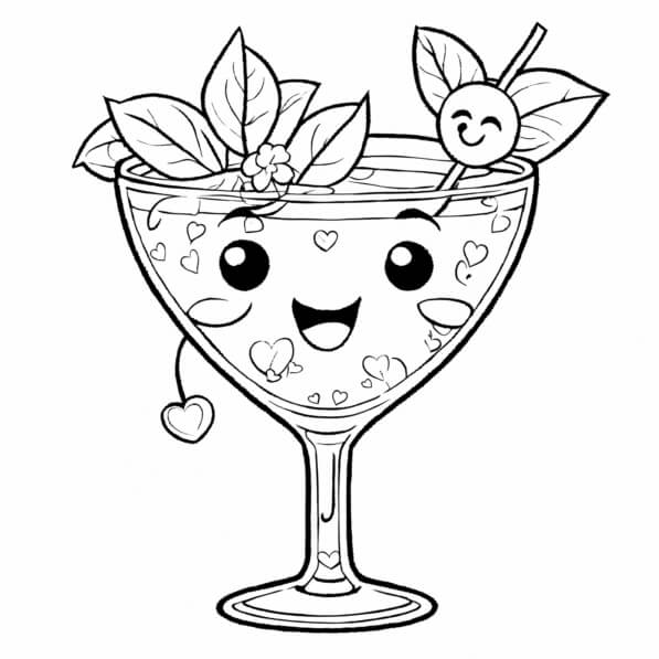 Download Cute Cartoon Cocktail Glass Coloring pages Online - Creative ...