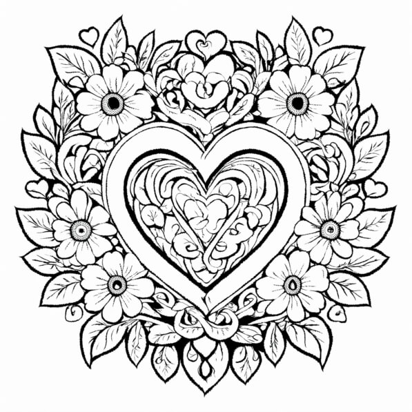 Download Intricate Heart and Floral Design Coloring pages Online ...