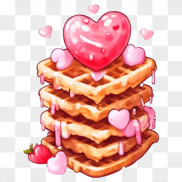 Download Kawaii Waffle Stack with Hearts and Strawberries Kawaii Online ...