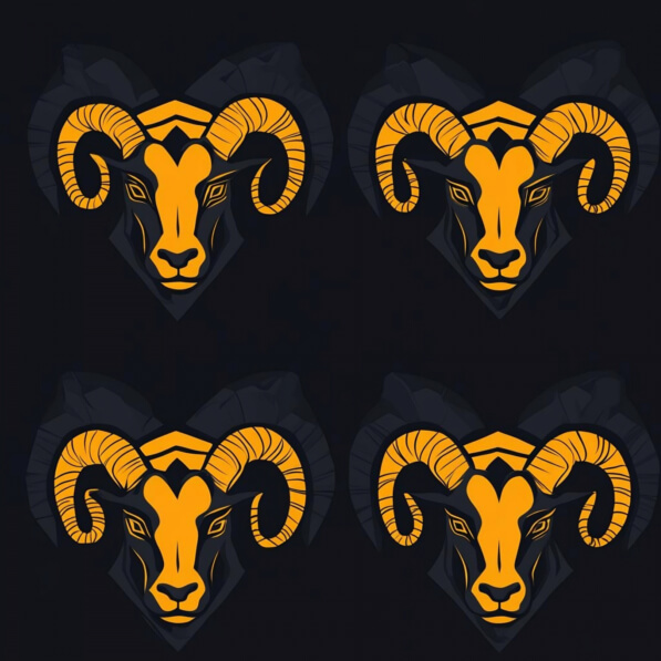 Download Stylized Ram Heads in Black and Yellow Patterns Online ...