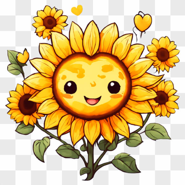 Download Kawaii Sunflower with a Happy Face Kawaii Online - Creative ...