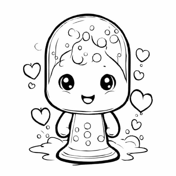 Download Cute Lava Lamp Character with Hearts and Bubbles Coloring ...