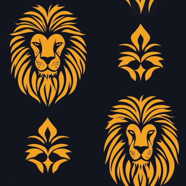Download Stylized Lion Heads and Ornamental Motifs Patterns Online ...