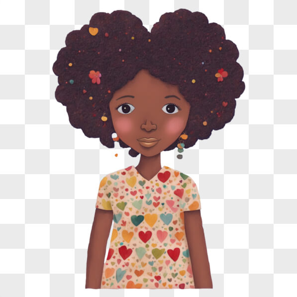 Download Stylized illustration of a girl with heart-shaped afro ...