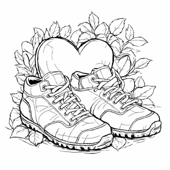 Descarga Zapatos deportivos con fondo de corazón de hojas Páginas para ...