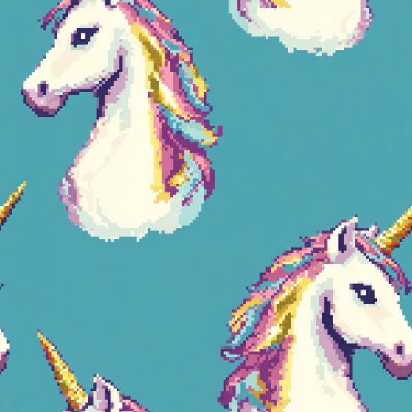Descarga Unicornios de pixel art sobre fondo azul Patrones En Línea ...