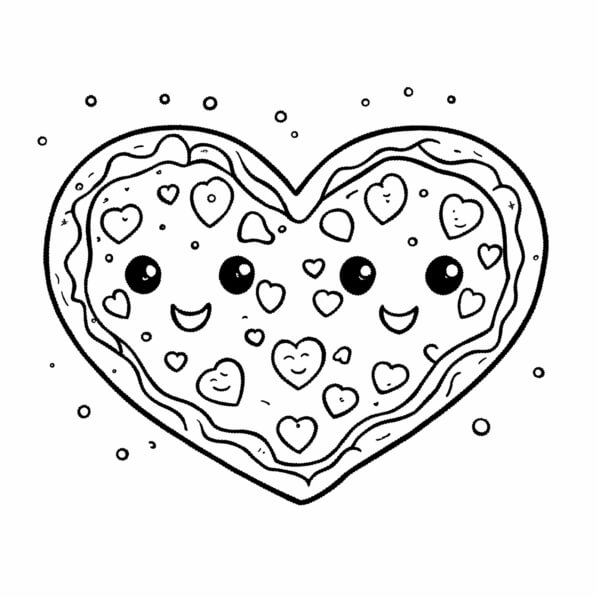 Download Heart-Shaped Cookie with Smiling Faces Coloring pages Online ...