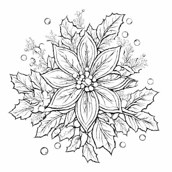 Descarga Ilustración de Flor de Nochebuena Páginas para colorear En ...