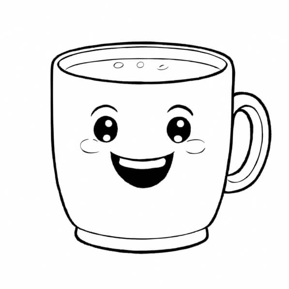 Download Cheerful Cartoon Cup Coloring pages Online - Creative Fabrica
