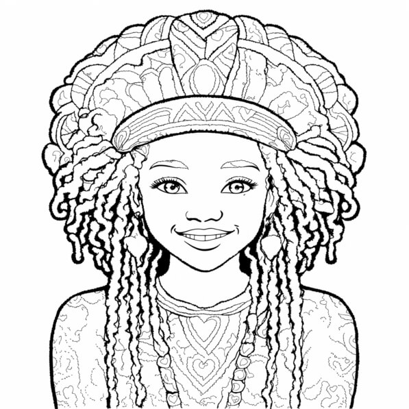 Download Coloring Page of a Smiling Girl in a Headdress Coloring pages ...