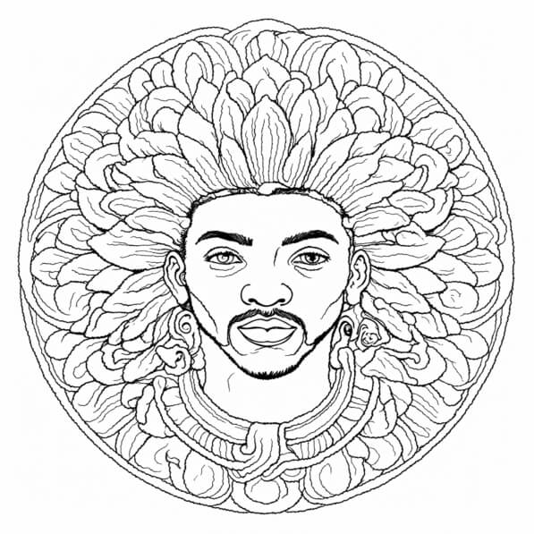Download Stylized Portrait with Floral Motif Coloring pages Online ...