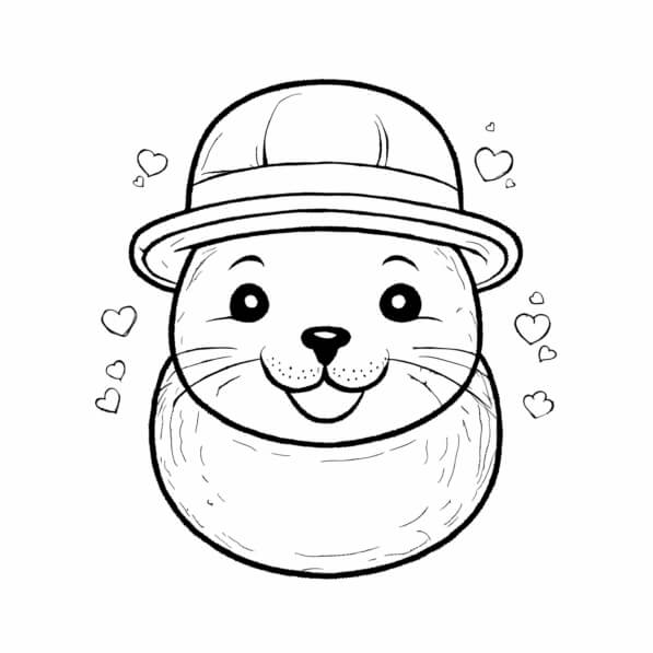 Descarga Nutria Feliz con Sombrero Páginas para colorear En Línea ...