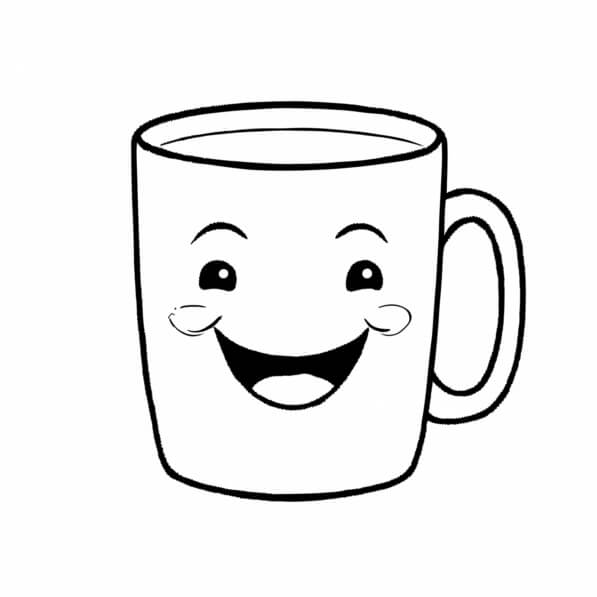 Download Happy Cartoon Mug Coloring pages Online - Creative Fabrica