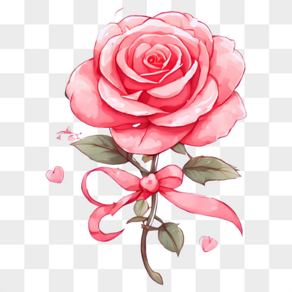 Download Kawaii Pink Rose with Hearts Kawaii Online - Creative Fabrica