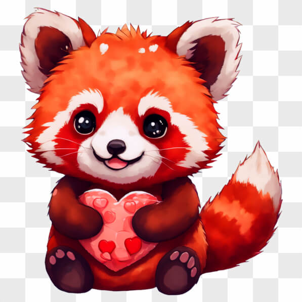 Download Kawaii Red Panda Holding a Heart Kawaii Online - Creative Fabrica