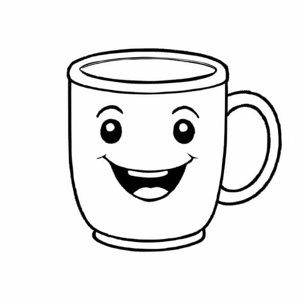 Download Happy Cartoon Mug Coloring pages Online - Creative Fabrica