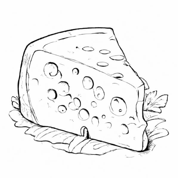 Download Wedge of Cheese on Leafy Greens Coloring pages Online ...