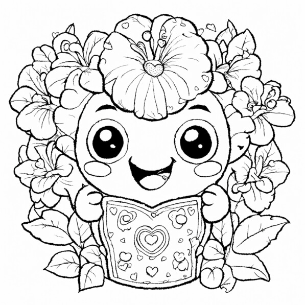 Download Cheerful Cartoon Character Surrounded by Flowers Coloring ...