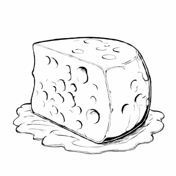 Download Wedge of Cheese on a Plate Coloring pages Online - Creative ...
