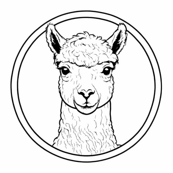 Descarga Ilustración de una Alpaca en un Marco Circular Páginas para ...