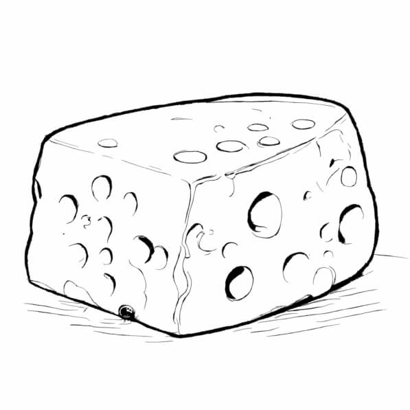 Download Simple Line Drawing of Cheese Coloring pages Online - Creative ...