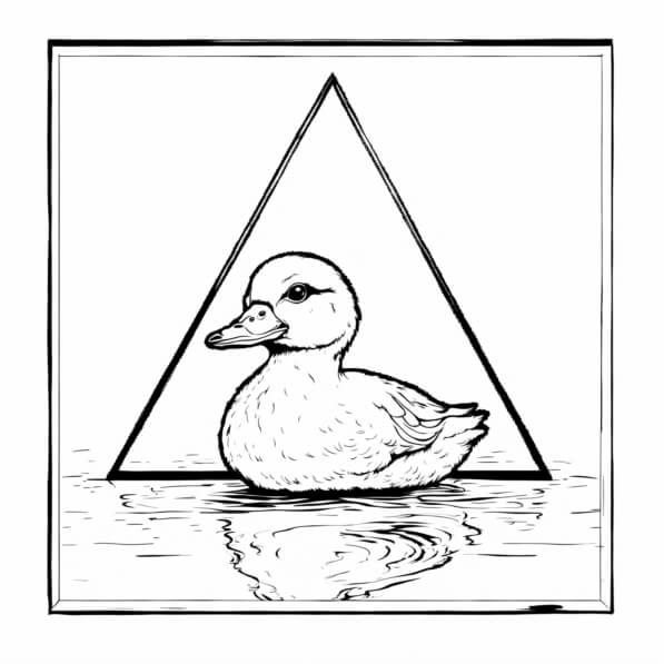 Descarga Pato nadando en marco geométrico Páginas para colorear En ...