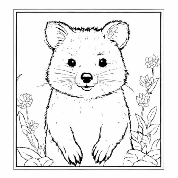 Download Cute Illustration of a Quokka with Flowers Coloring pages ...