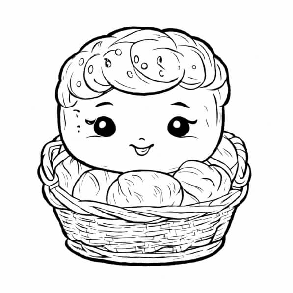 Download Cute Cartoon Bun in a Basket Coloring pages Online - Creative ...