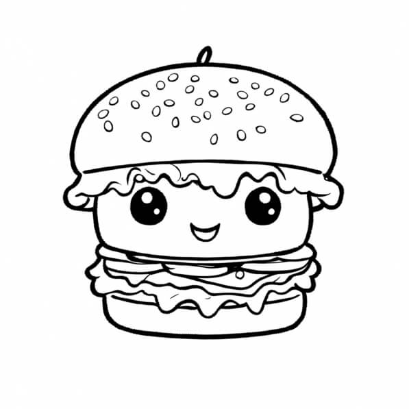 Download Cute Cartoon Burger Character Coloring pages Online - Creative ...