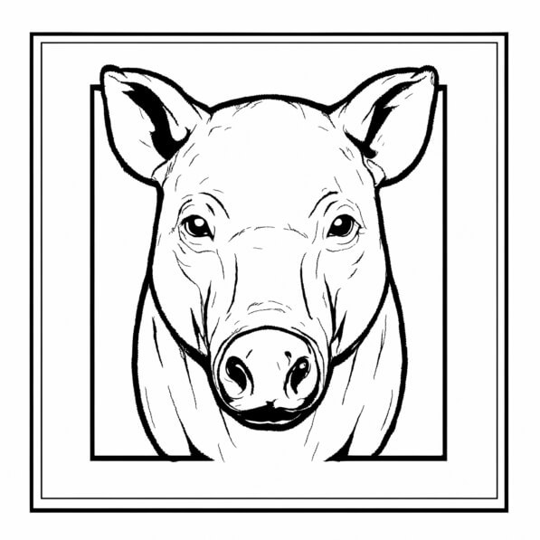 Download Stylized Pig Head Illustration Coloring pages Online ...