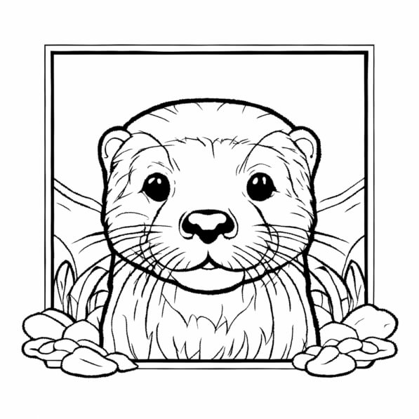 Download Cute Otter Coloring Page Coloring pages Online - Creative Fabrica