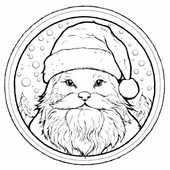 Descarga Ilustración de Santa Gato Páginas para colorear En Línea ...