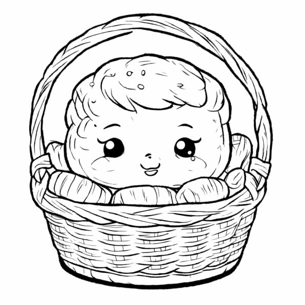 Download Cute Cupcake Character in Basket Coloring pages Online ...