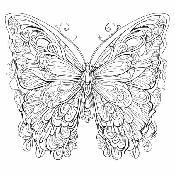 Download Intricate Butterfly Line Drawing Coloring pages Online ...