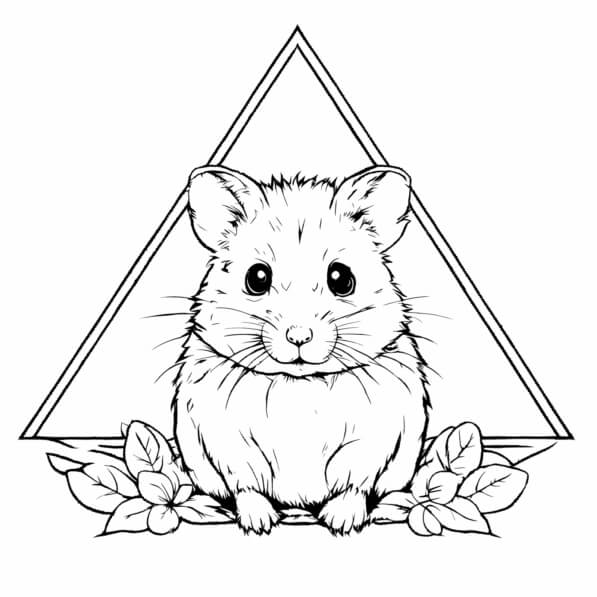 Download Cute Hamster Illustration with Leaves and Geometric Design ...