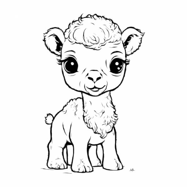 Descarga Llama bebé de dibujos animados Páginas para colorear En Línea ...
