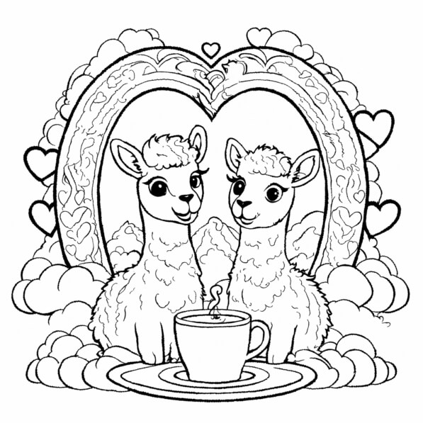 Descarga Dos llamas lindas con un arcoíris en forma de corazón Páginas ...