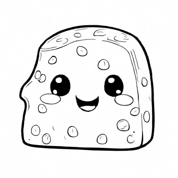 Download Cute Cartoon Cheese Slice Coloring pages Online - Creative Fabrica